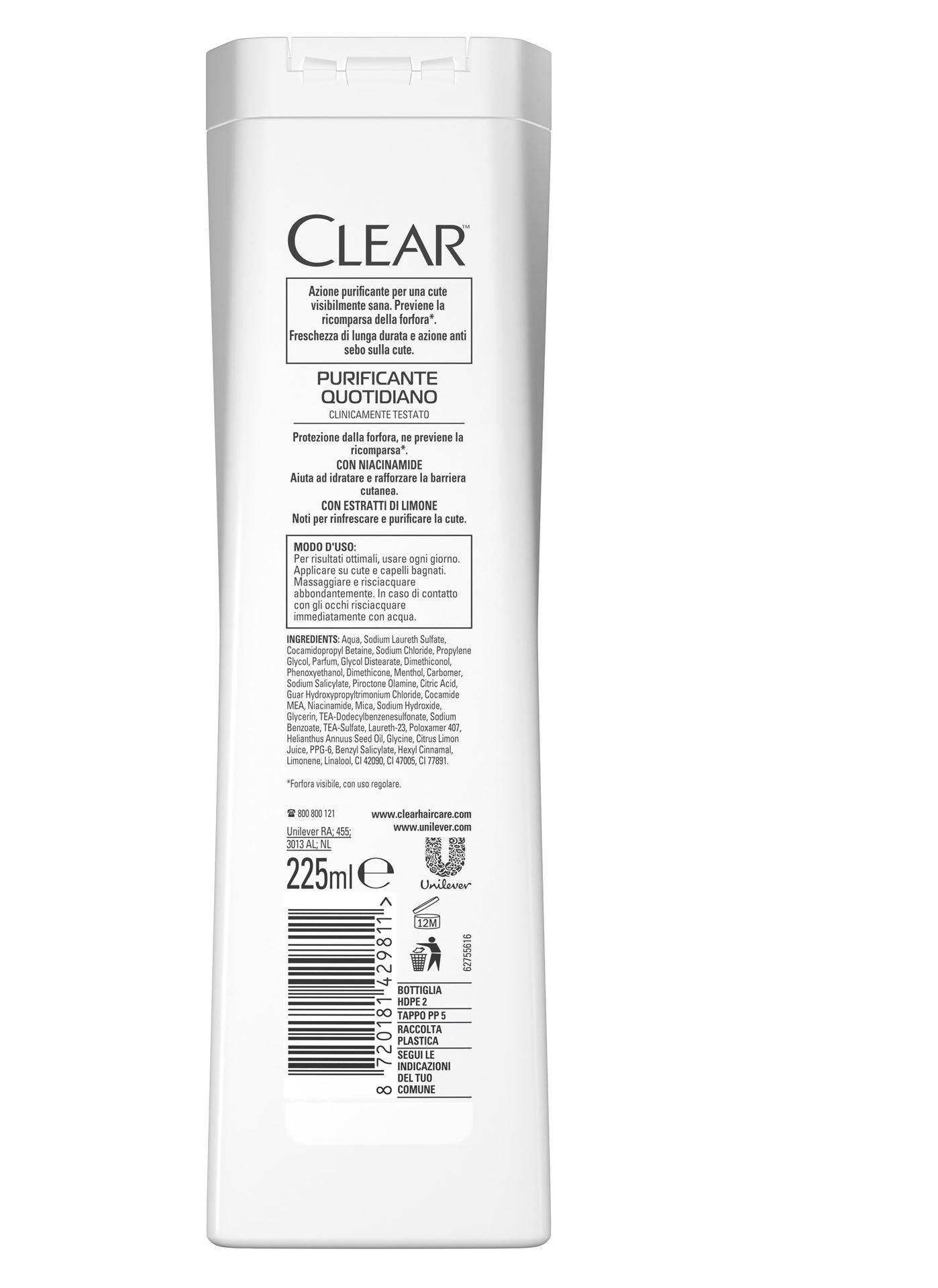 Reginato Fratelli store. CLEAR SPORT SH PURIFICANTE QUOTIDIANO ML 225